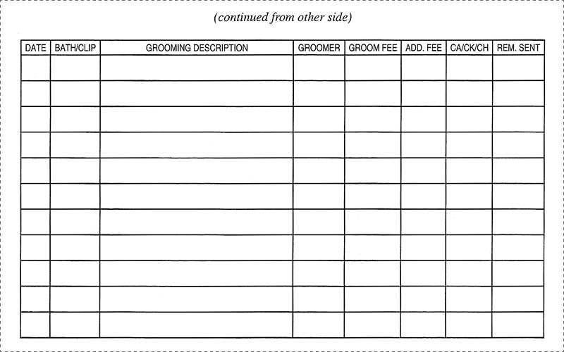 Pet Grooming Client Information and Collection Record Cards – Build A ...